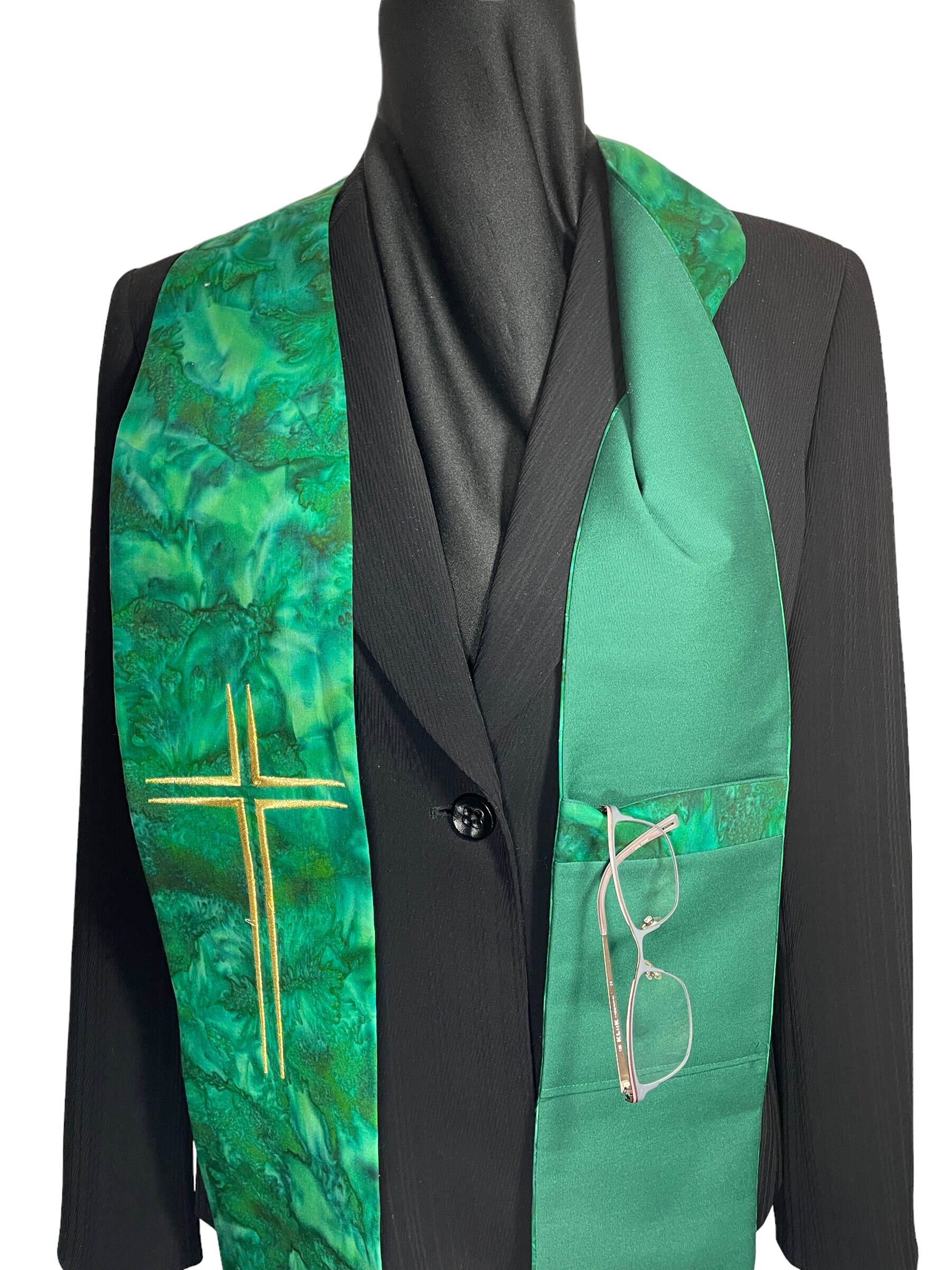 Green Clergy Stole With Gold Cross - Etsy