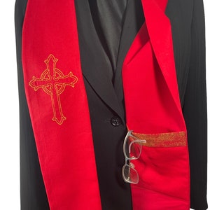 Red Clergy Stole With Gold Cross (regular Length) - Etsy