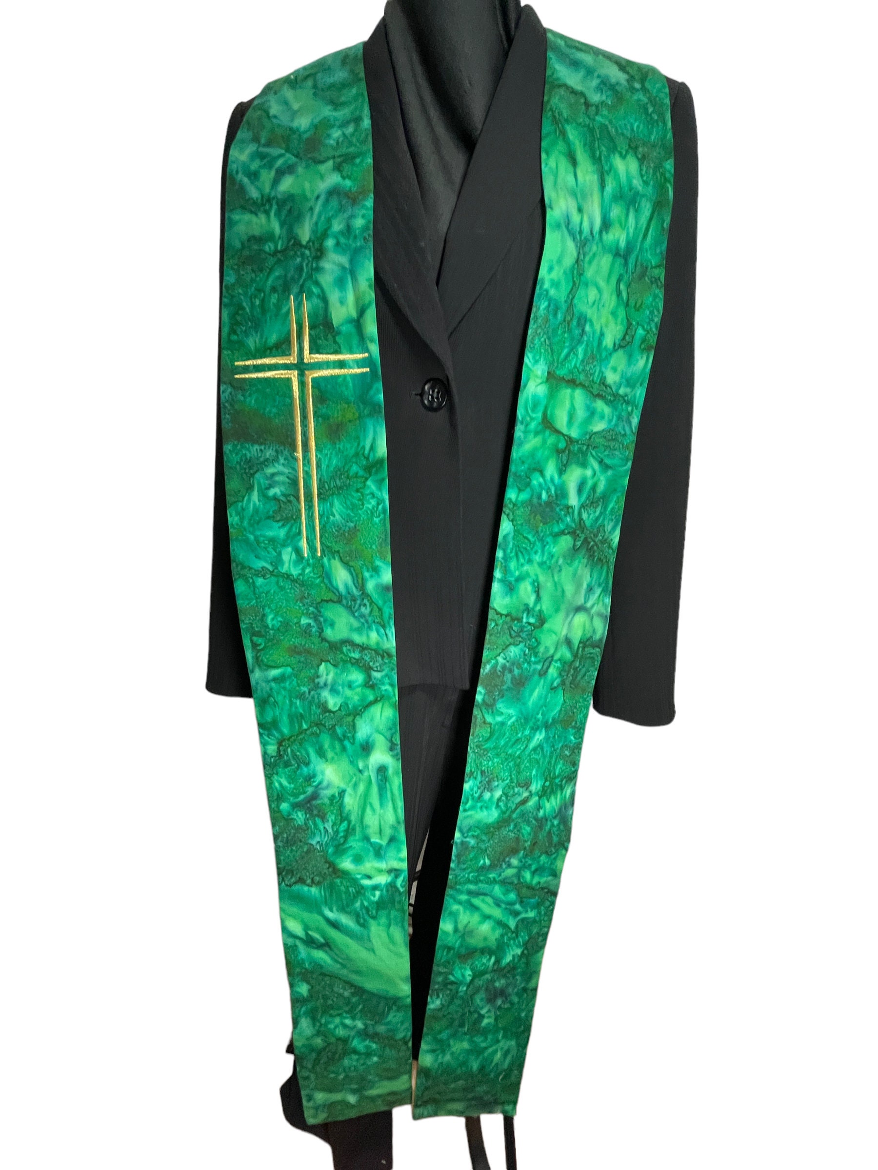 Green Clergy Stole With Gold Cross - Etsy