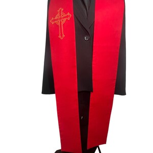 Red Clergy Stole With Gold Cross (regular Length) - Etsy