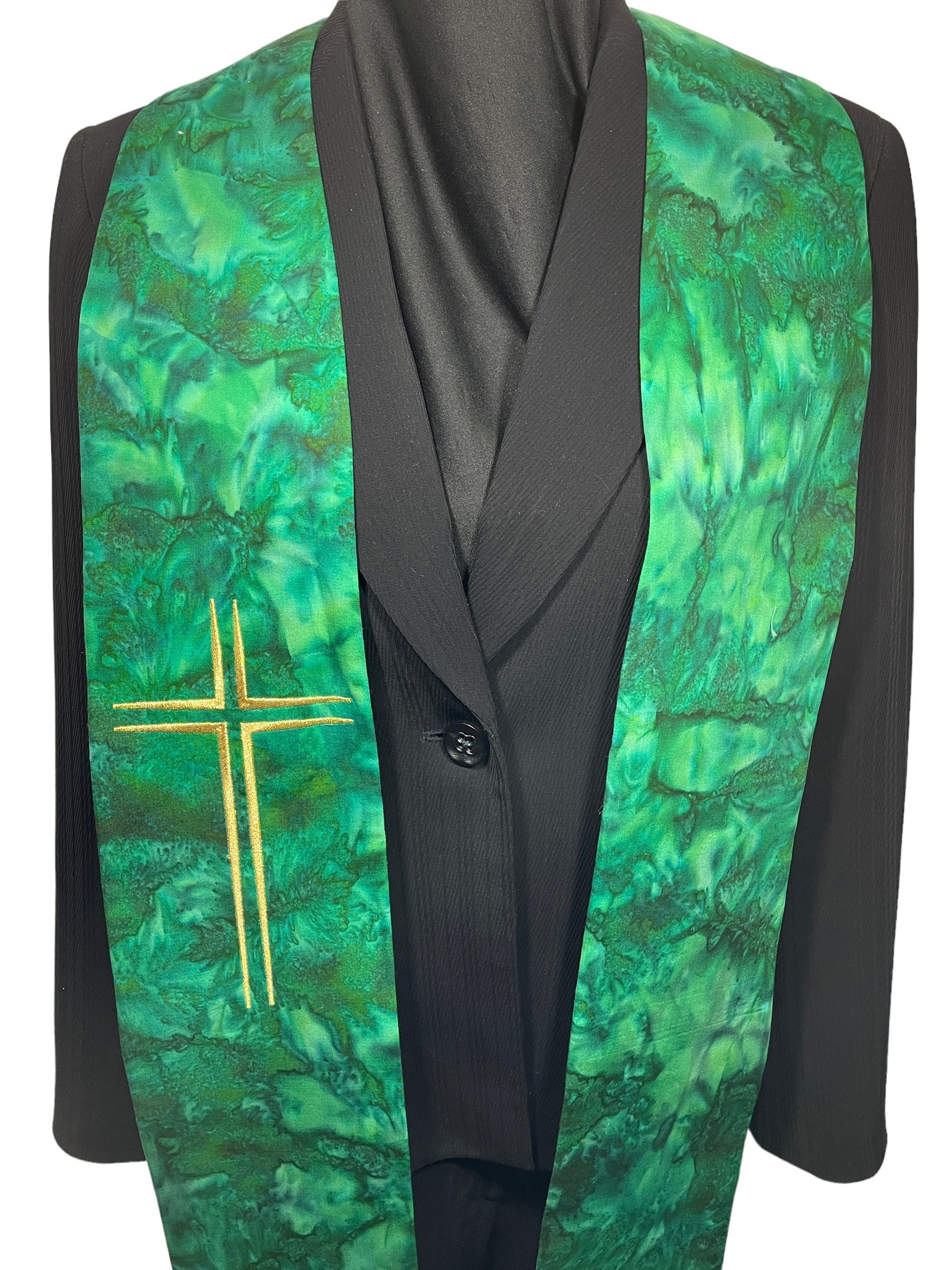 Green Clergy Stole With Gold Cross - Etsy