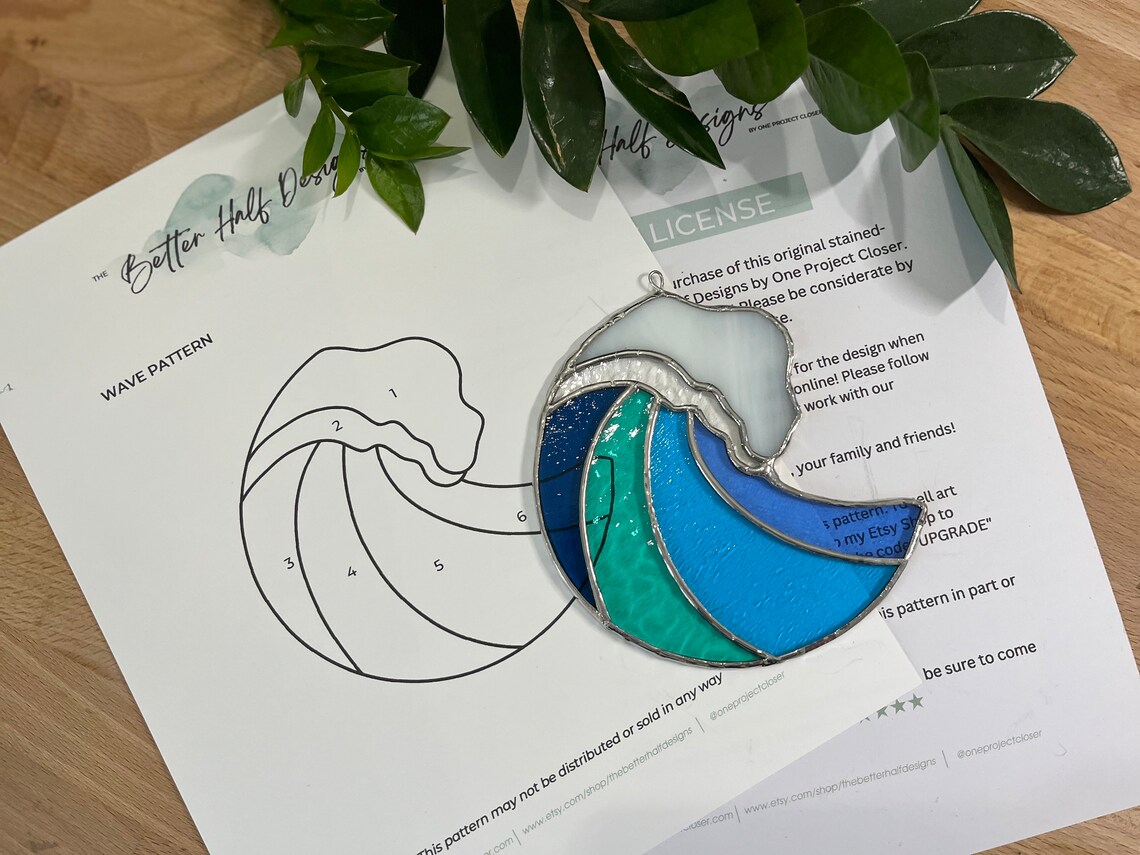 PATTERNS • Ocean Wave Stained Glass Patterns • Digital Download ...