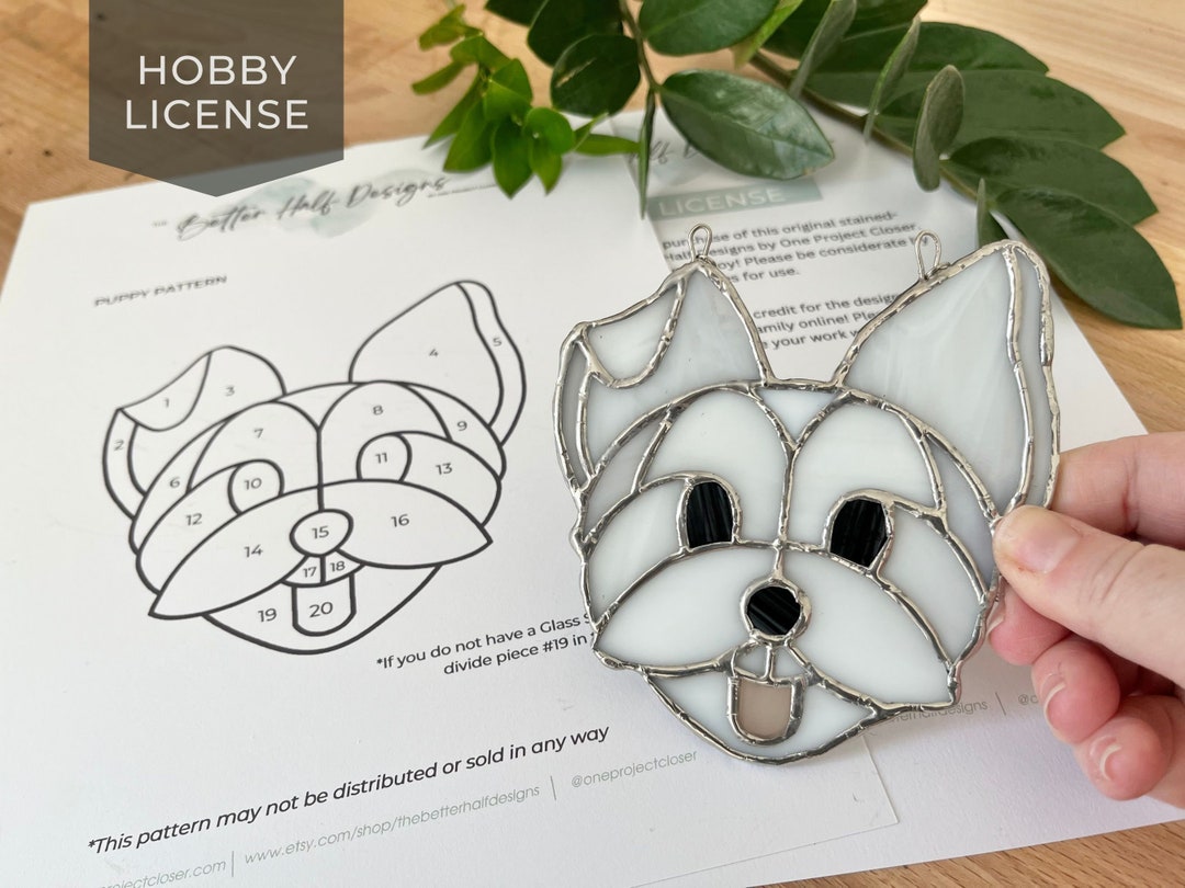 PATTERNS • Puppy Morkie Yorkie Stained Glass Patterns • Digital ...