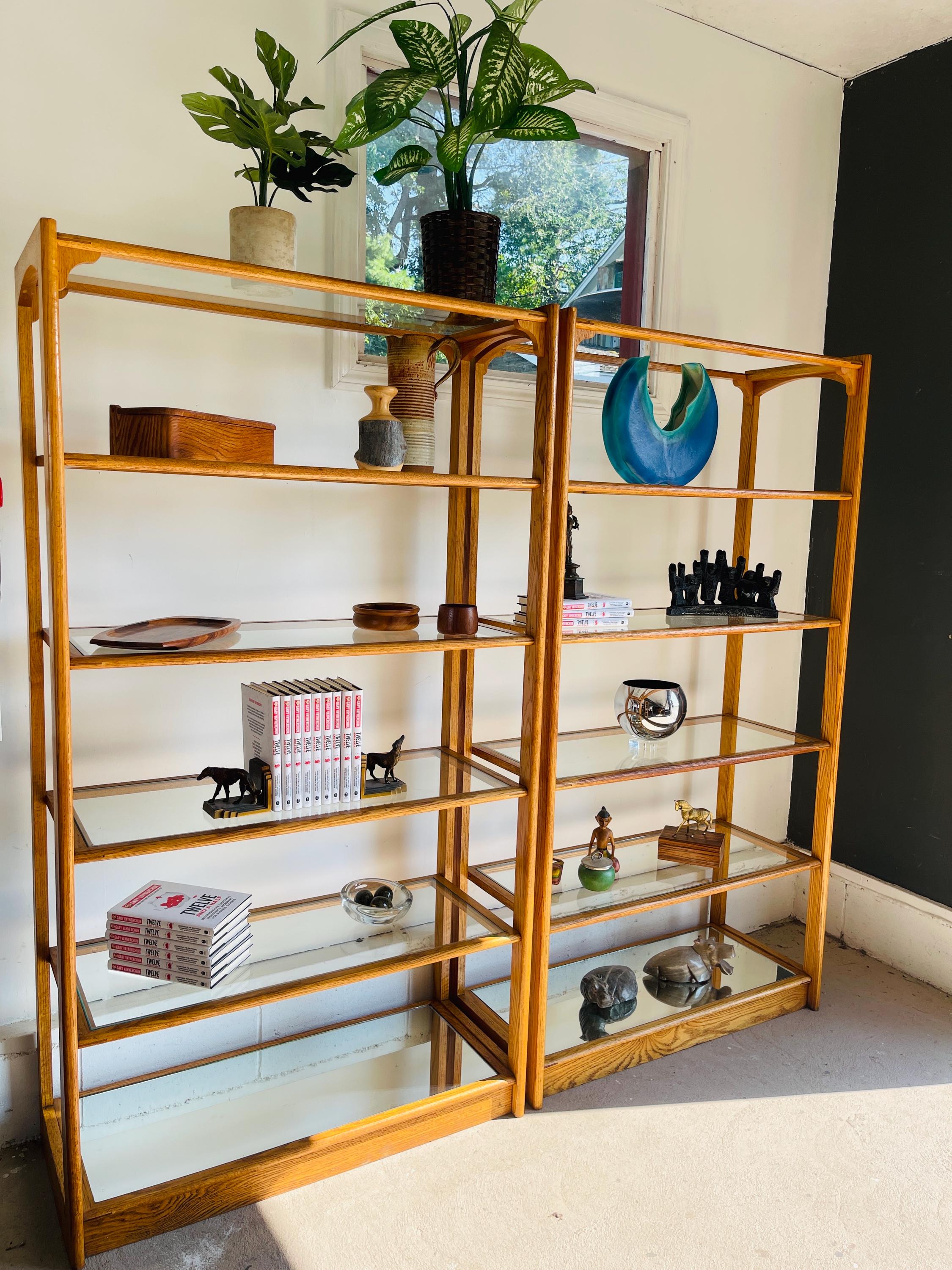 Vintage Oak Glass Bookshelf Display Cabinet / 3 Units Available - Etsy