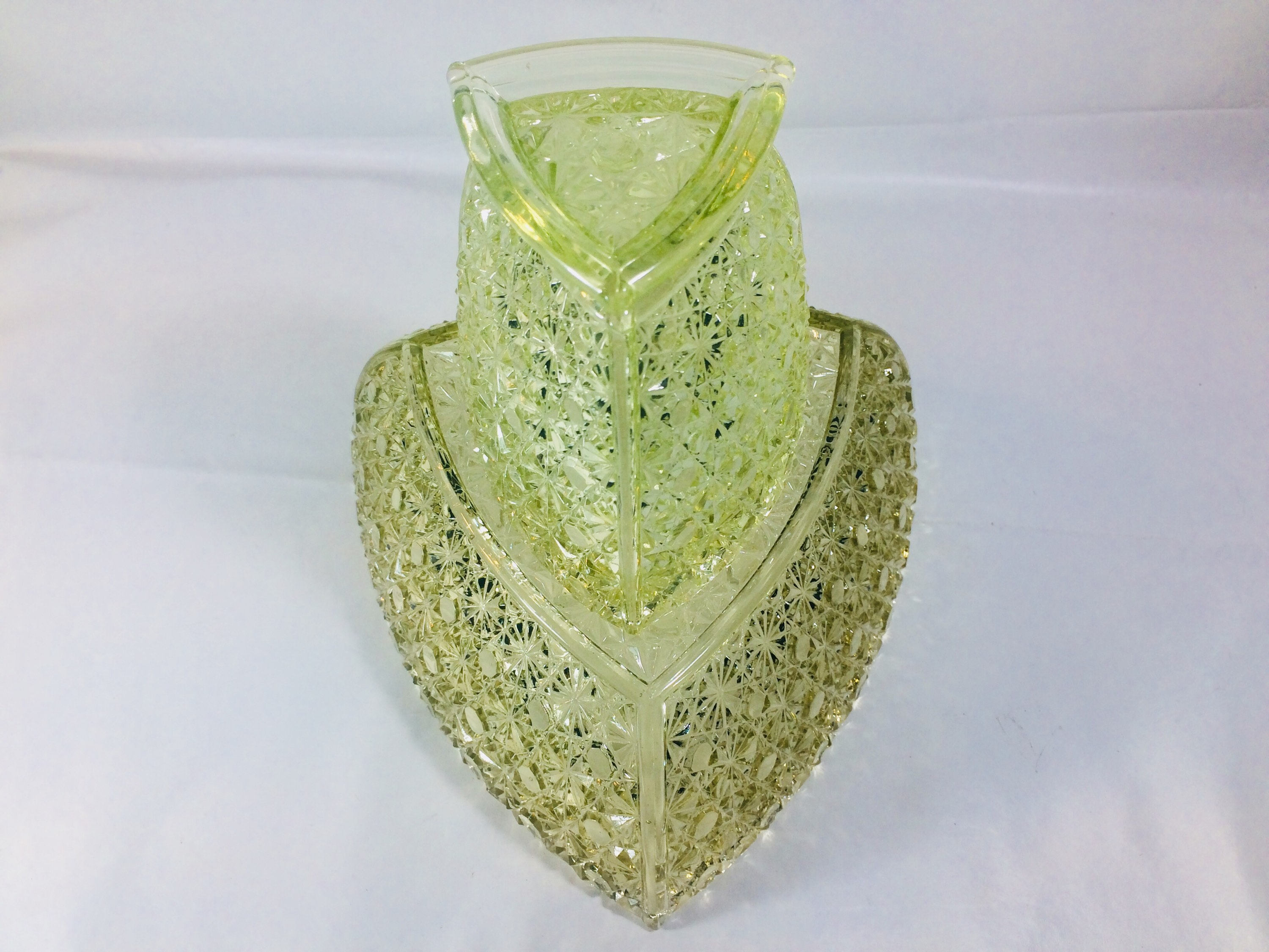 Vaseline Glass Dish Pair of Two. Three Sided Dish. Triangle - Etsy