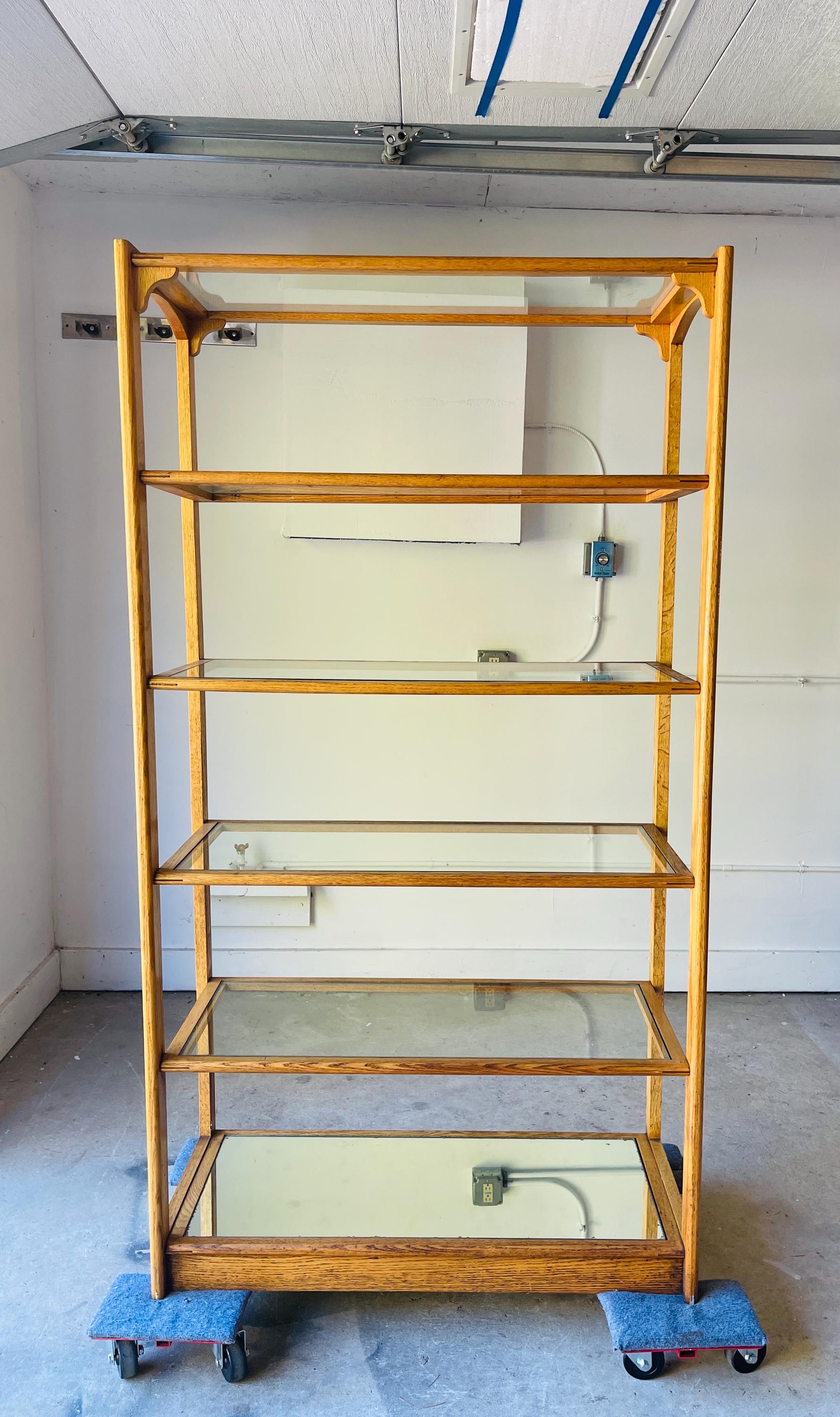 Vintage Oak Glass Bookshelf Display Cabinet / 3 Units Available - Etsy