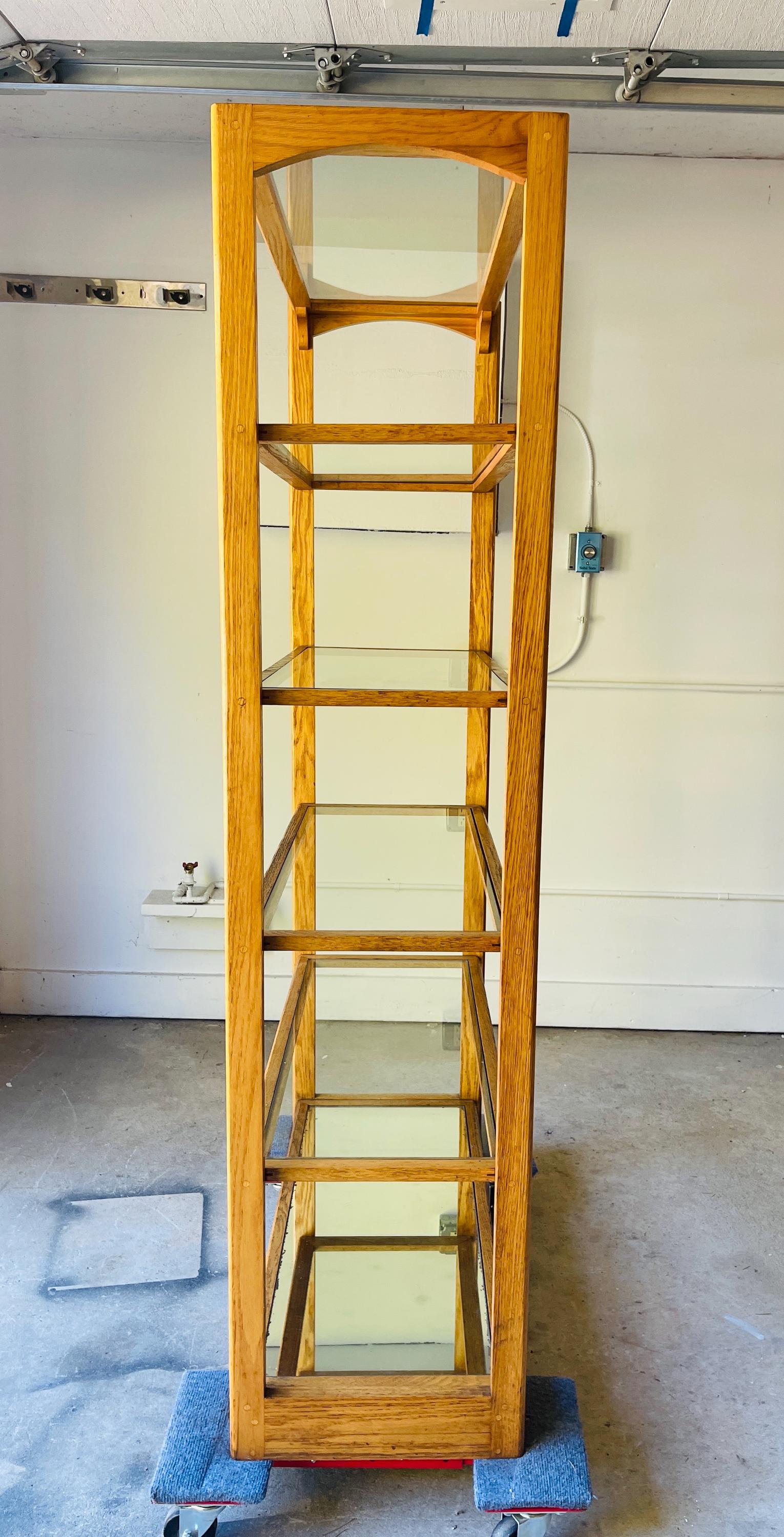 Vintage Oak Glass Bookshelf Display Cabinet / 3 Units Available - Etsy