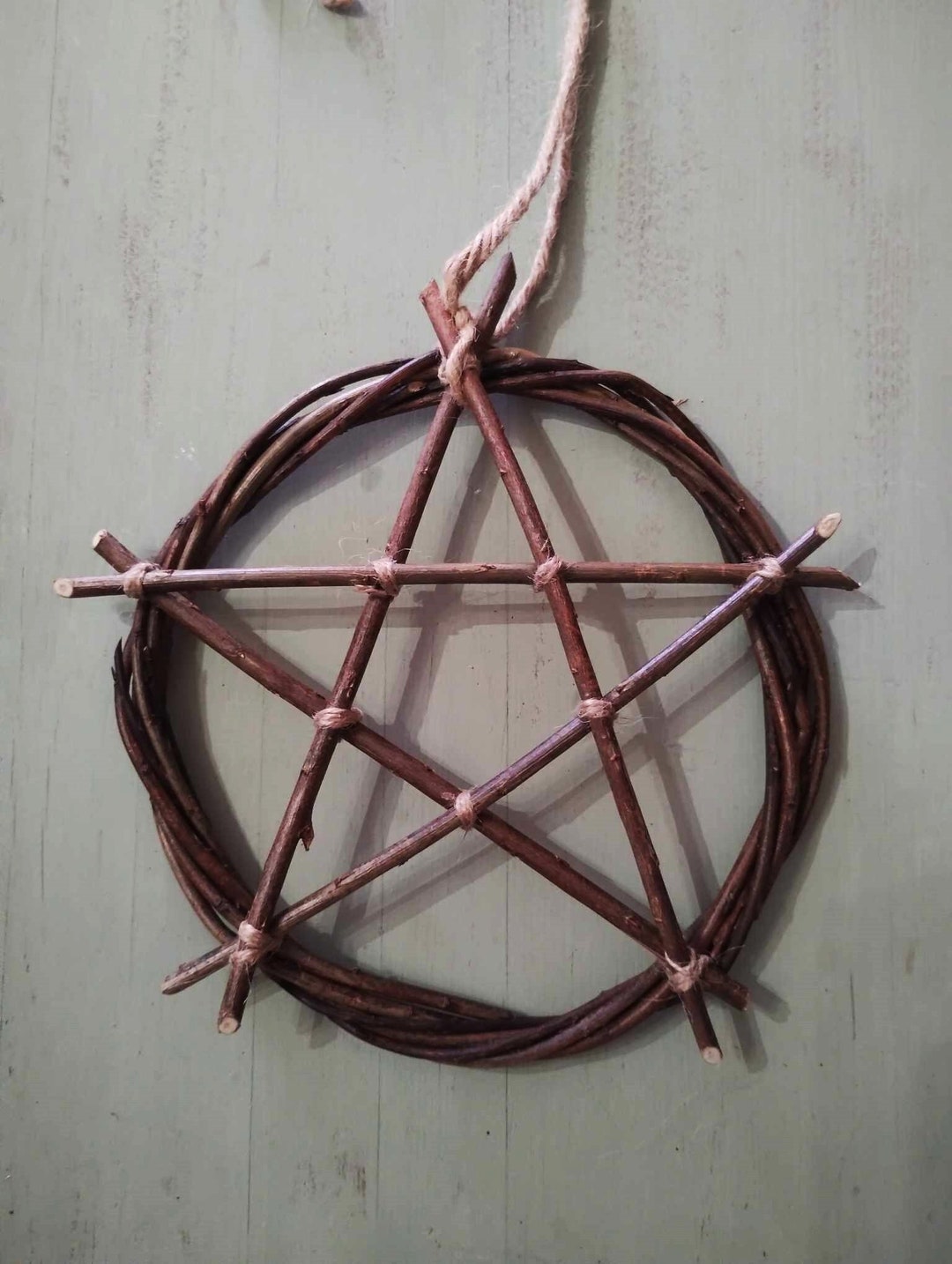 Natural Willow Pentacle Pentagram. Hung & Bound With Natural - Etsy
