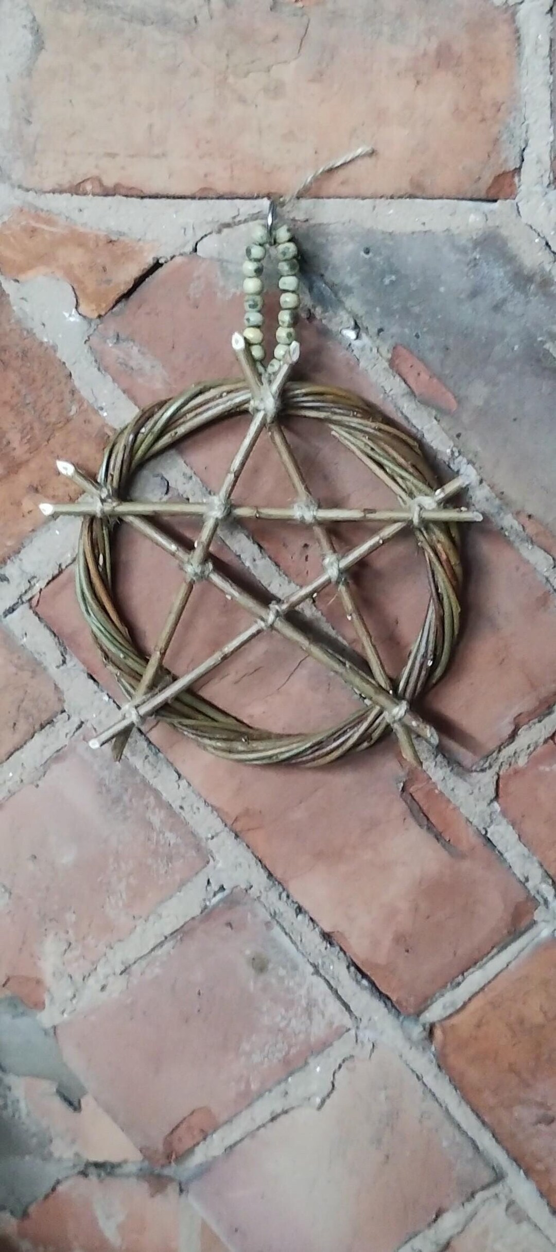 Small Natural Willow Pentacle, Pentagram. Hung & Bound With Natural ...