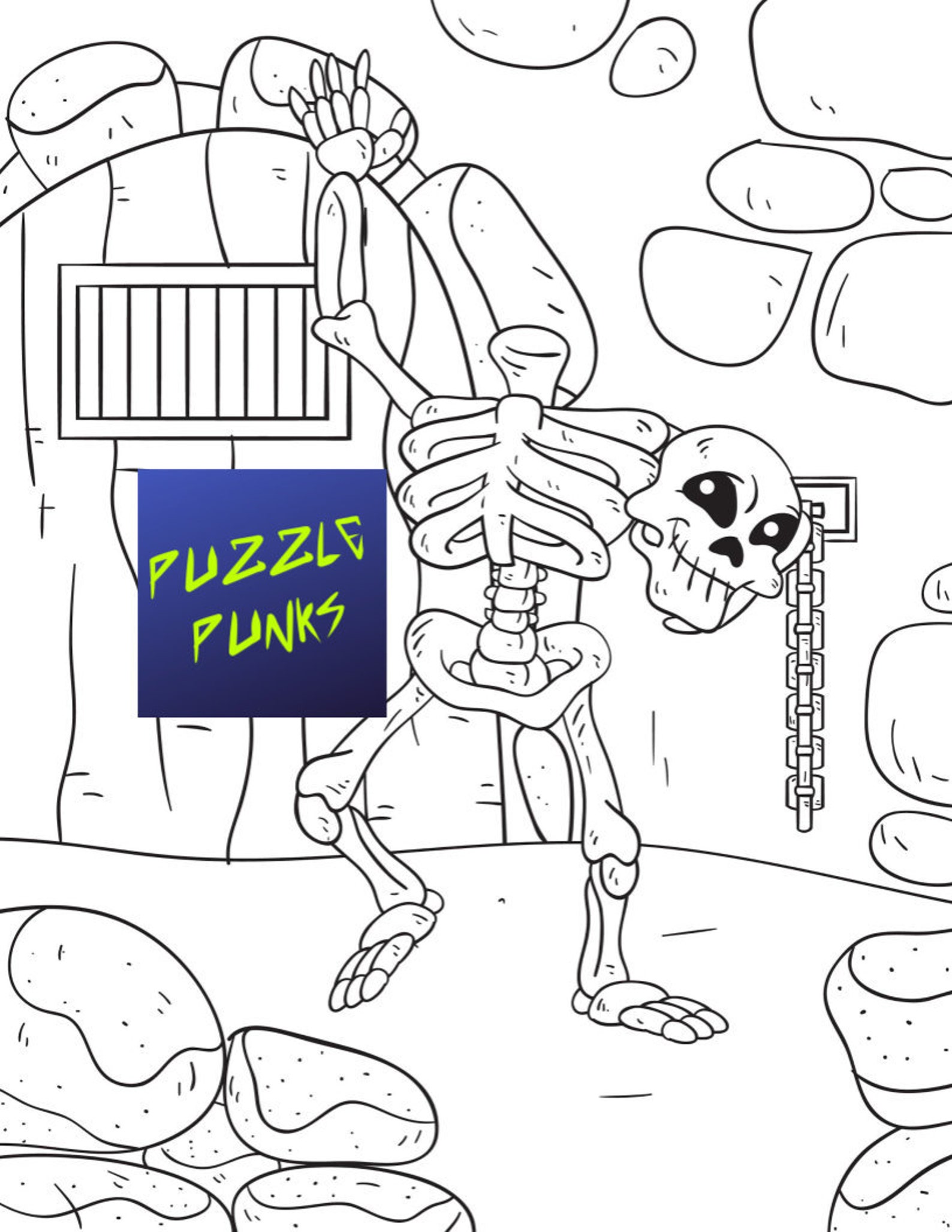 Skeleton Monster Printable Coloring Page - Etsy