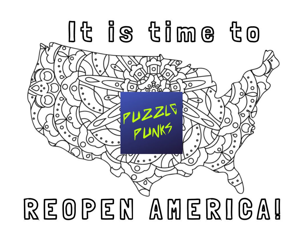 It is Time to Reopen America Printable Coloring Page of USA - Etsy