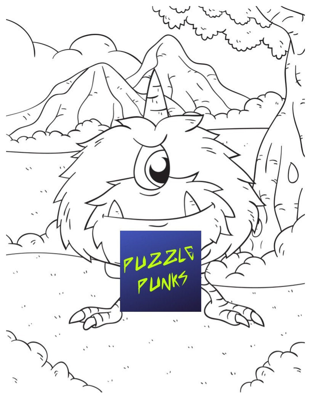 Monster Printable Coloring Page of a Hairy Cyclops Monster - Etsy UK