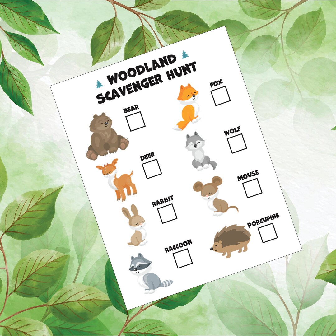 Woodland Creatures Scavenger Hunt | Birthday Party Game | Camping ...