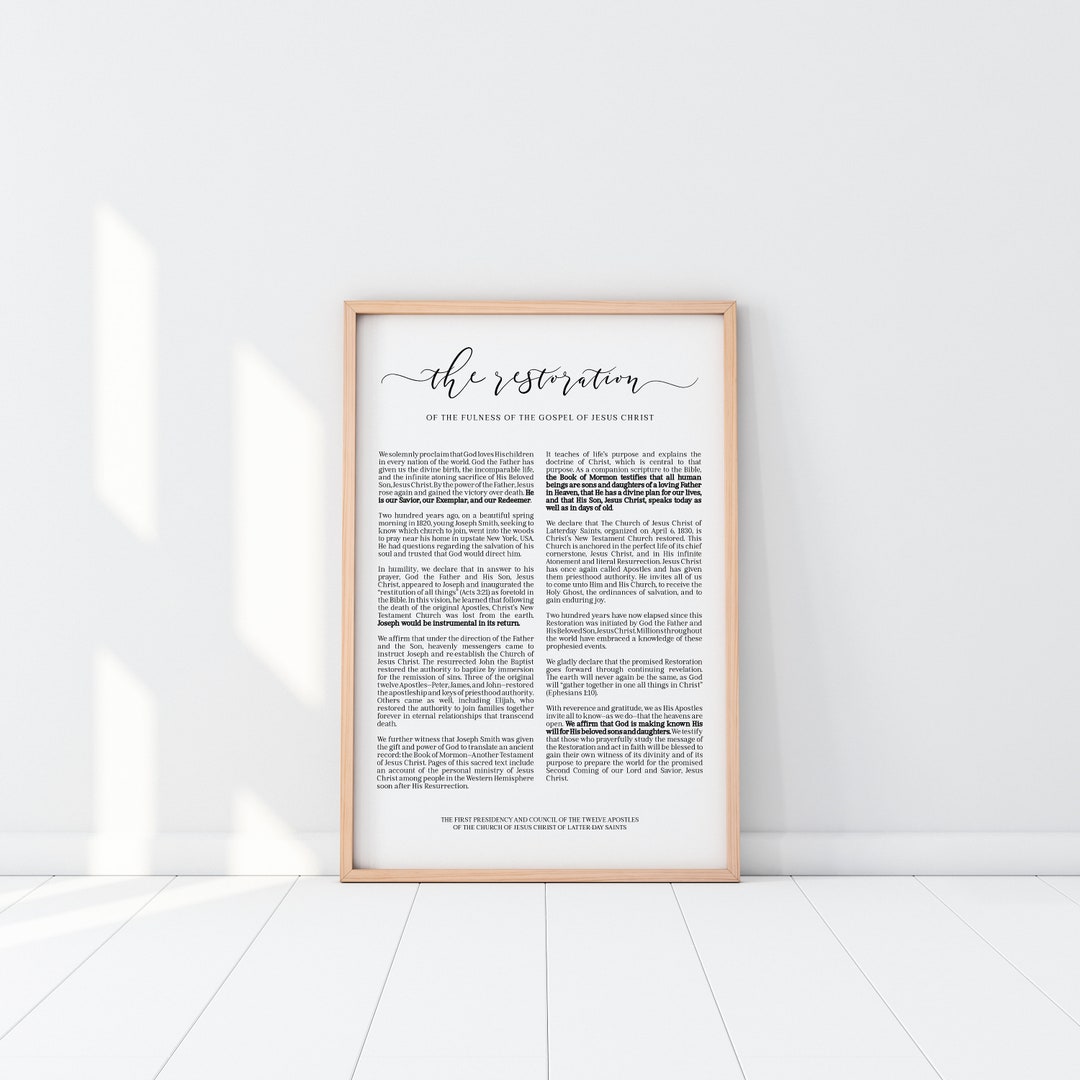 The Restoration Proclamation Print | LDS Poster | LDS Restoration ...