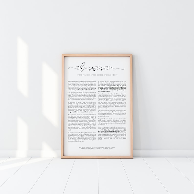 The Restoration Proclamation Print LDS Poster LDS Restoration ...