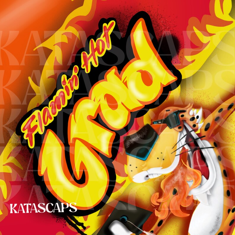 PRINT YOURSELF Flamin’ Hot Grad, Hot Cheeto Theme Grad Cap - Etsy