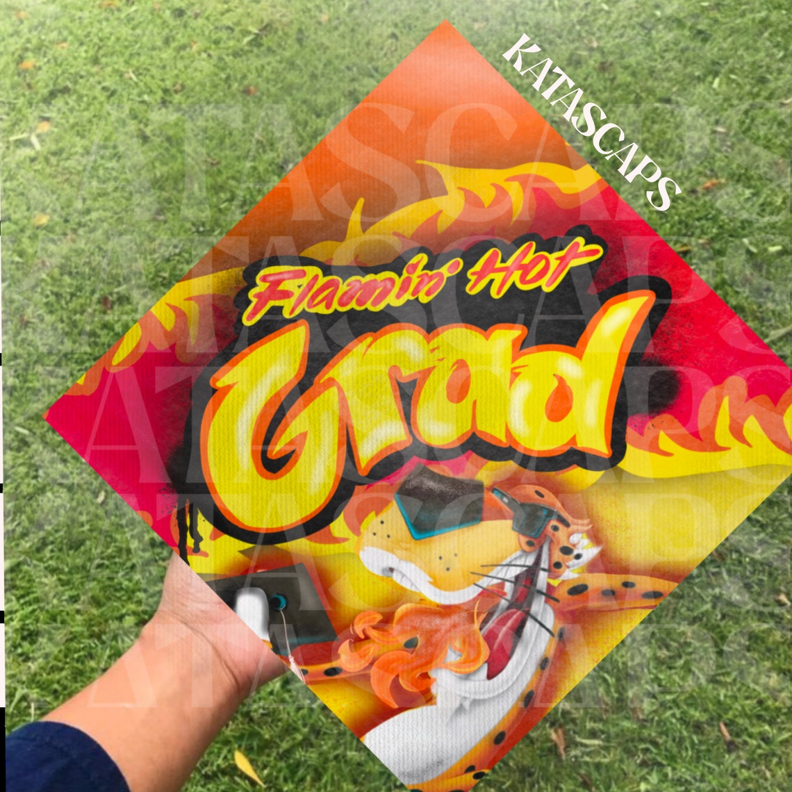 PRINT YOURSELF Flamin’ Hot Grad, Hot Cheeto Theme Grad Cap - Etsy