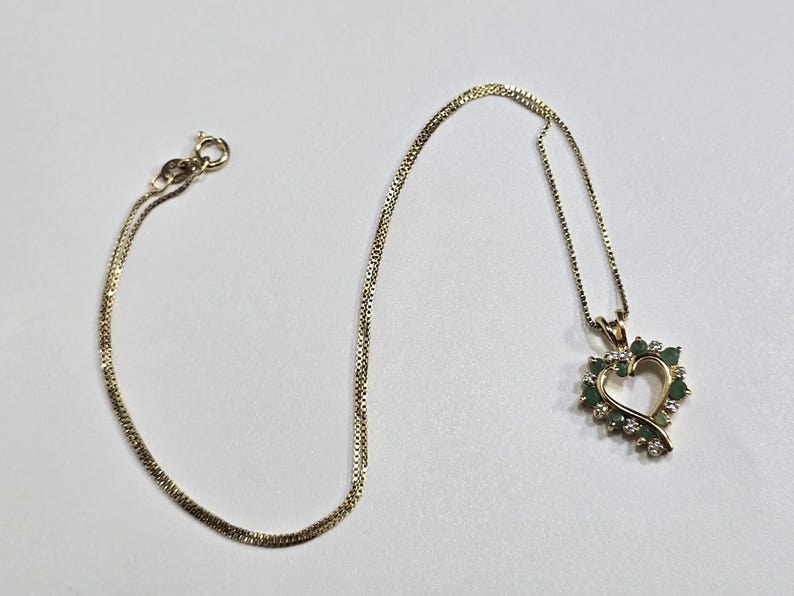 Ross Simons Sterling Silver Gold Plated Emerald Diamond Heart Pendant ...