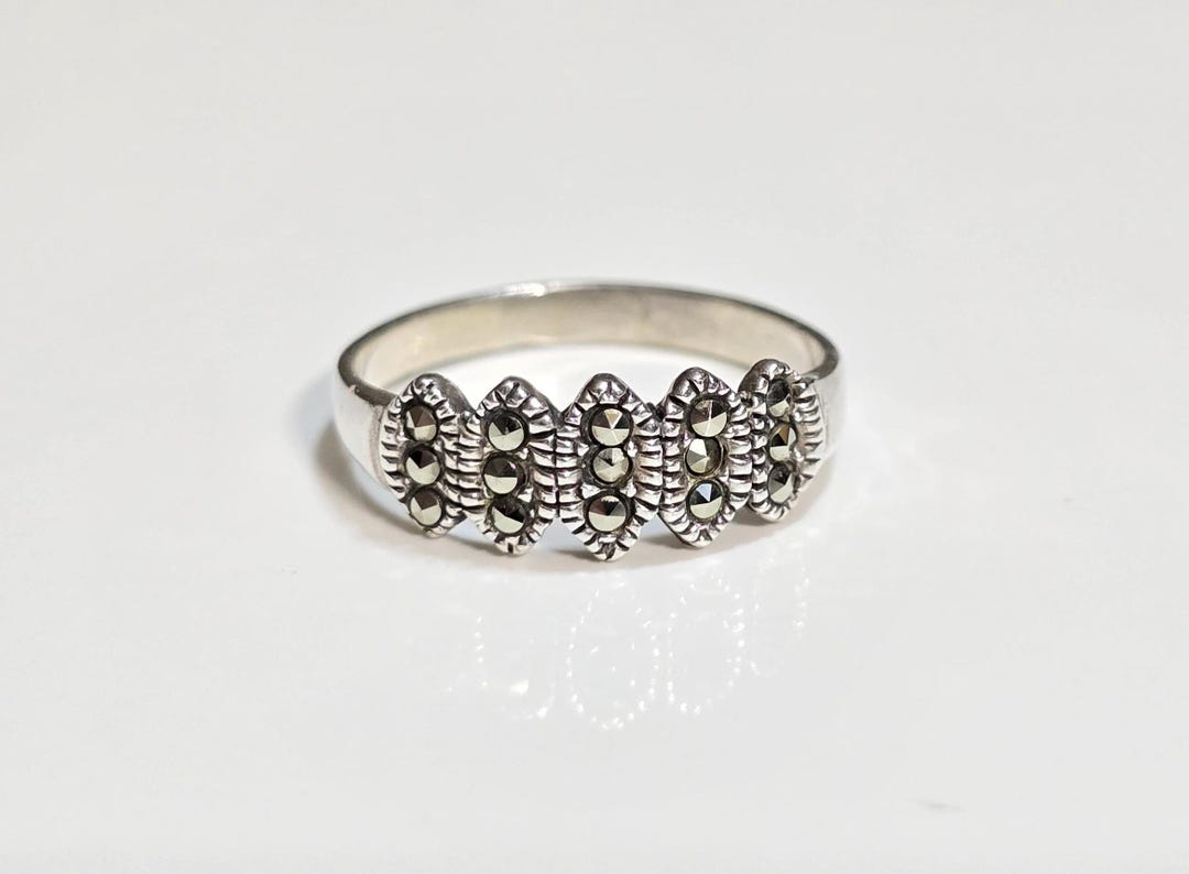 Vintage Marsala Sterling Silver Marcasites Band Ring Size 8.25 - Etsy