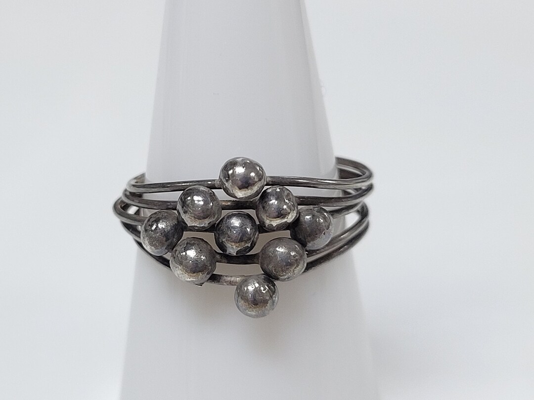Vintage Sterling Silver Multi Band With Balls Ring Size 7.75 - Etsy