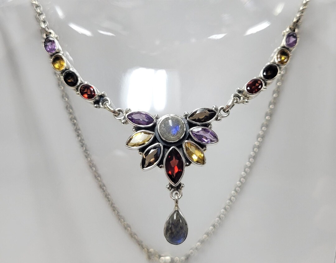 Nicky Butler Sterling Silver Multi Gemstone Necklace Size 18 in (T17 ...