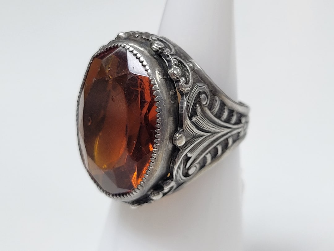 Sterling Silver Burned Orange Cubic Zirconia Ornate Ring Size 5 - Etsy
