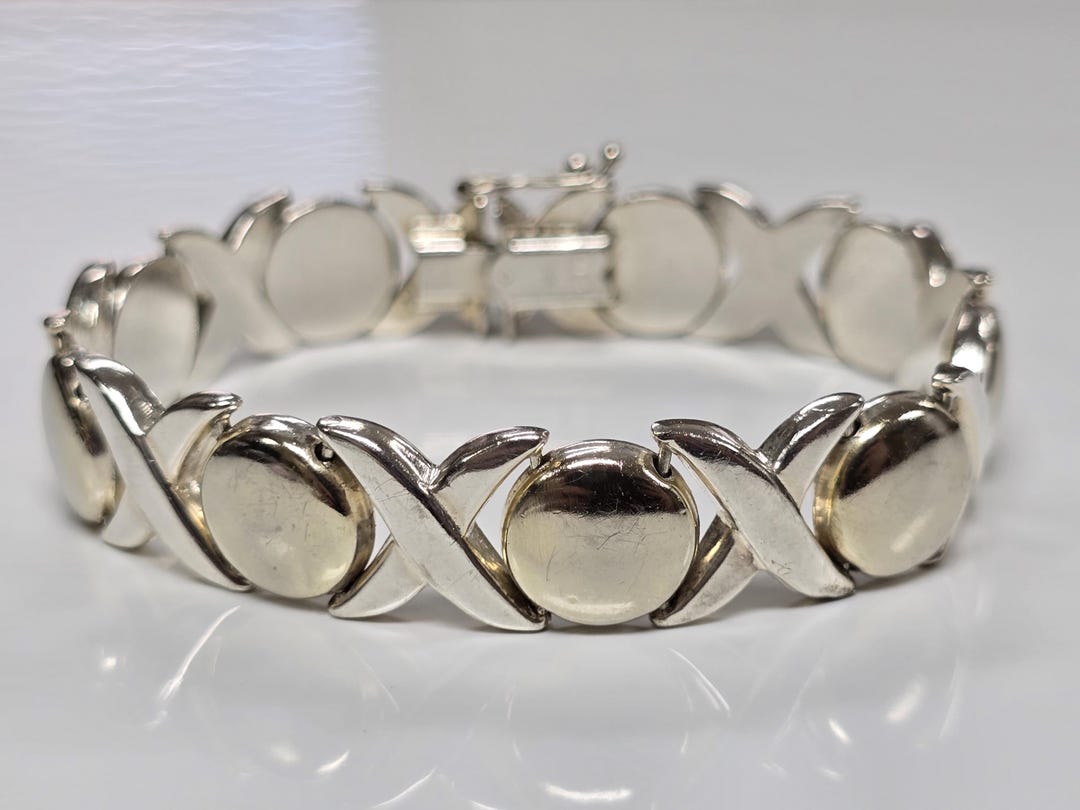 Vintage Sterling Silver "xo" Puffy Link Bracelet Size 7.5 In - Etsy