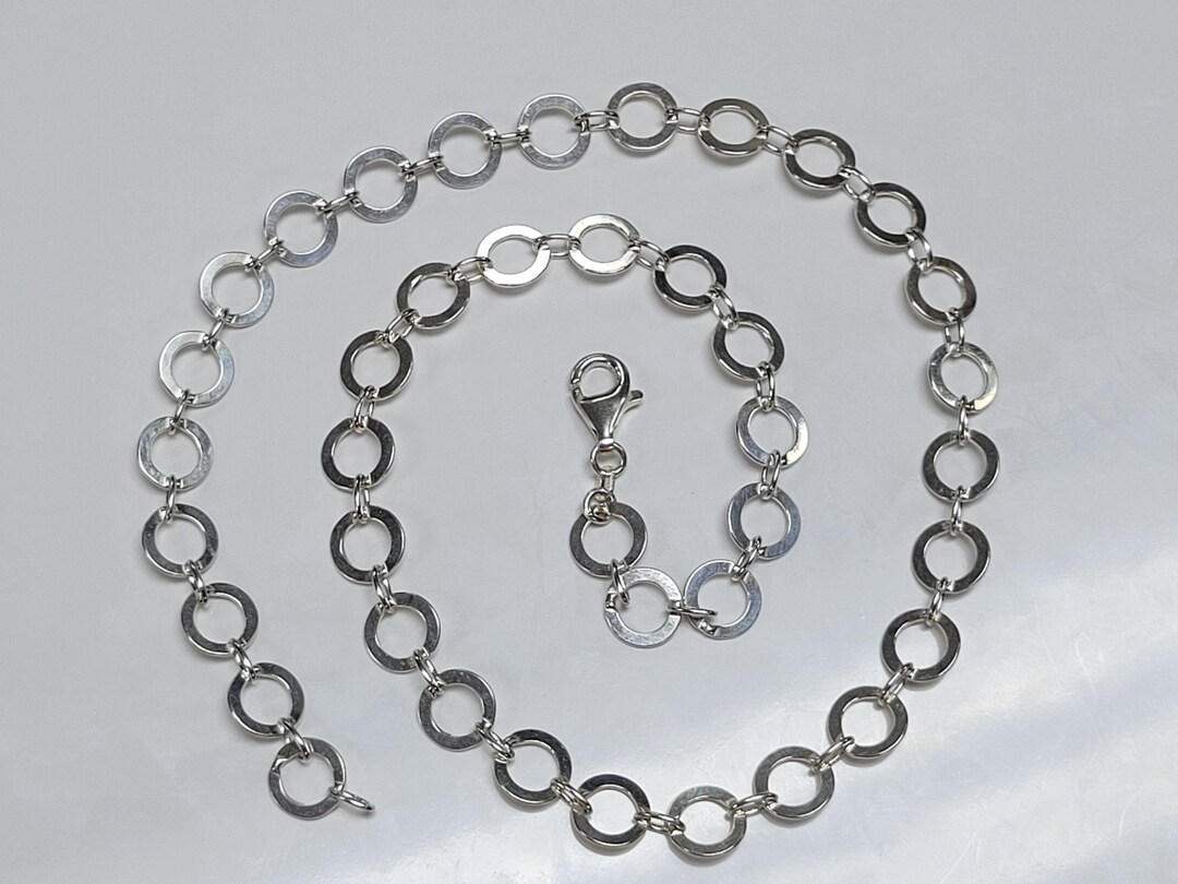 Sterling Silver Round Link Chain Necklace Size 18 in (D67) - Etsy