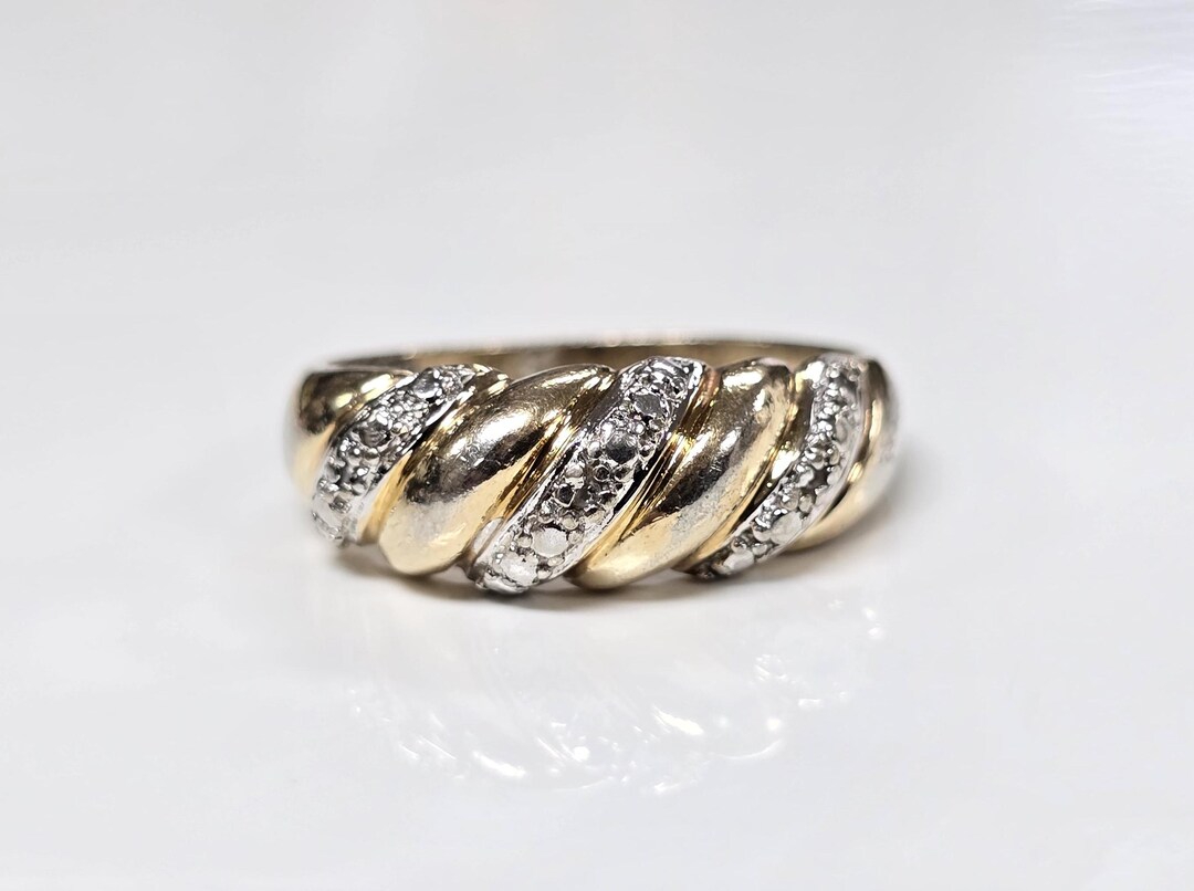 Vintage Ross Simons Sterling Silver With Gold Plating Band Ring Size 10 ...