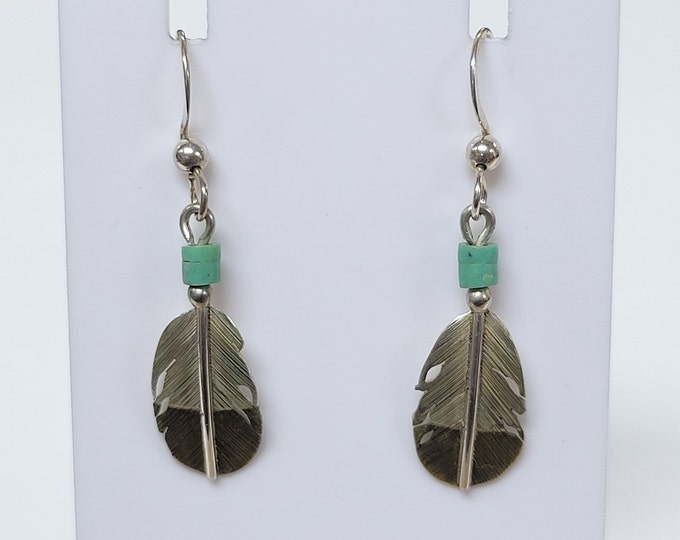 Eddie Chee Navajo Sterling Silver Turquoise Feather Drop/ Dangle ...