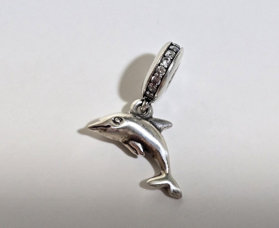 PANDORA Sterling Silver Dolphin CZ Bead Charm - Etsy