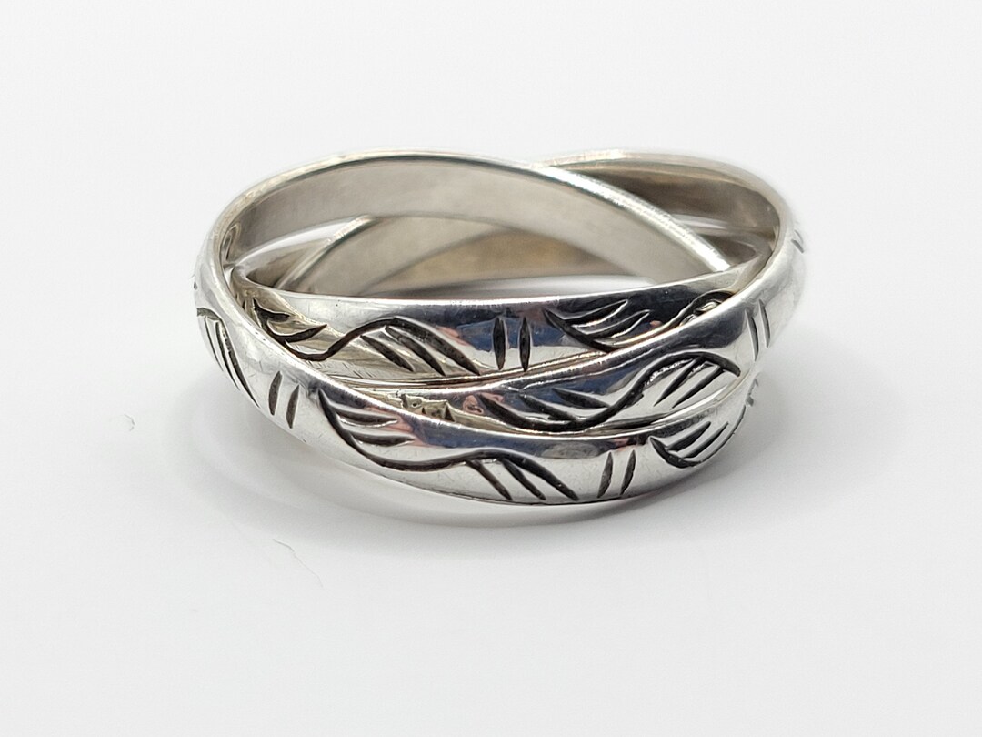 Vintage Interlocking Sterling Silver Three Band Ring Size 9 (D06) - Etsy