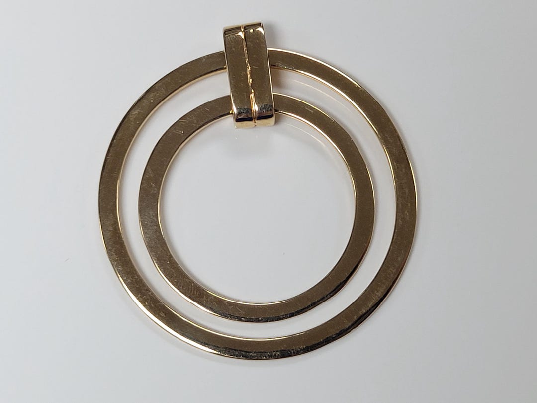 Sterling Silver With Gold Plating Round Double Circle Pendant K05 - Etsy