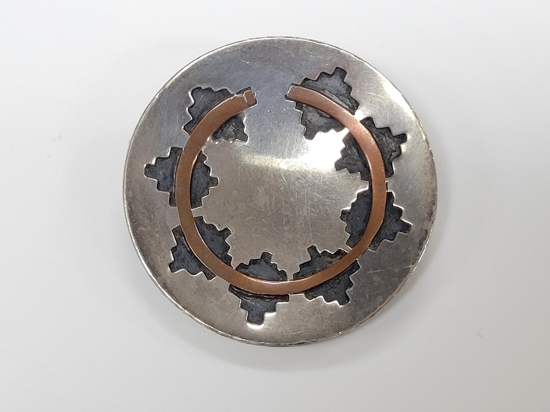 Vintage Sterling Silver Round Brooch - Etsy UK