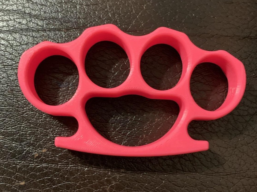 ABS Hot Pink 3D Printed Thick Knuckles Great Gift Full Size Hand Ring ...