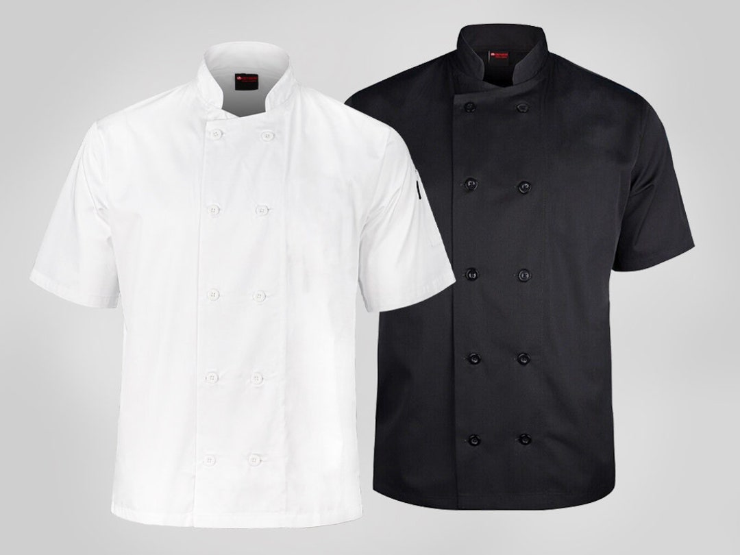 Short Sleeve Chef Jacket Unisex Kitchen Cooking Catering Workwear ...