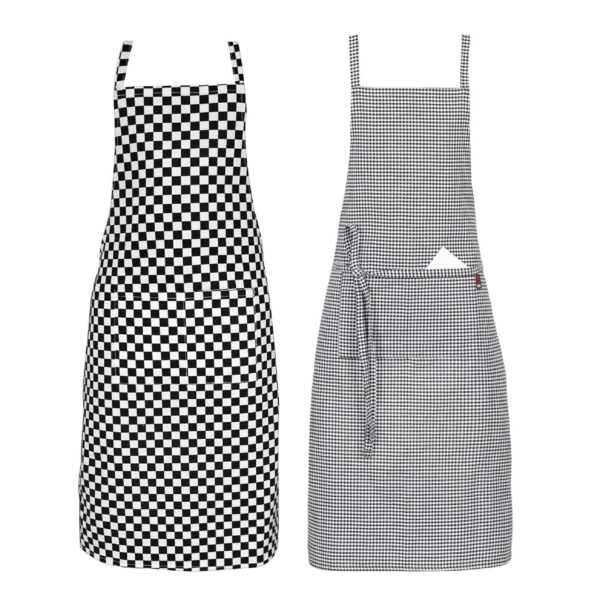 Apron | Check Apron | Black & White Check Bib Apron | Plain Front ...