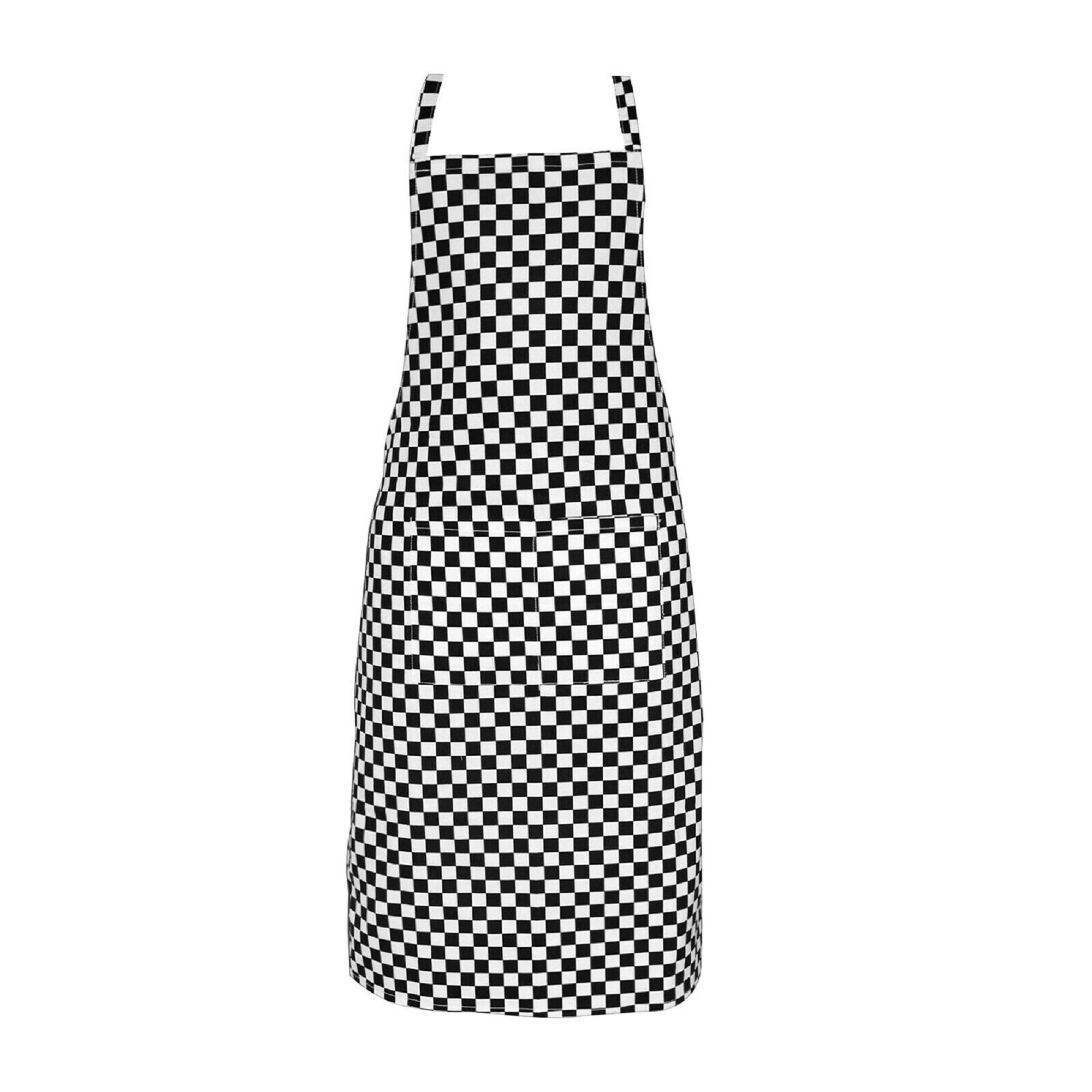 Apron | Check Apron | Black & White Check Bib Apron | Plain Front ...