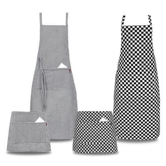 Apron Check Apron Black & White Check Bib Apron Plain - Etsy UK