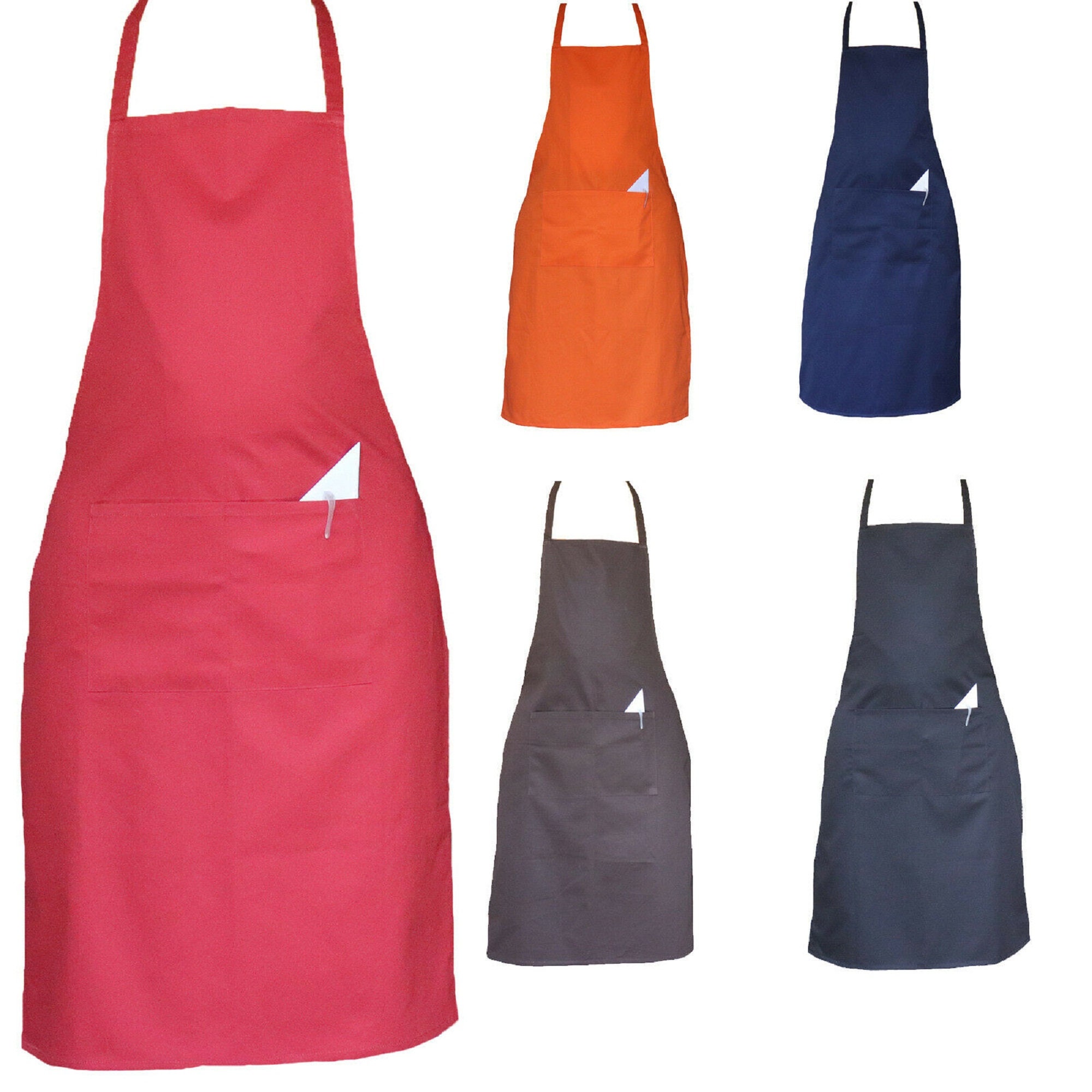 Professional Full Apron Plain Front Pockets Cooks Restaurant Bistro BBQ ...