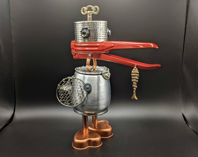 Metal Pelican Sculpture - Found Object Robot Bird - Assemblage Art ...