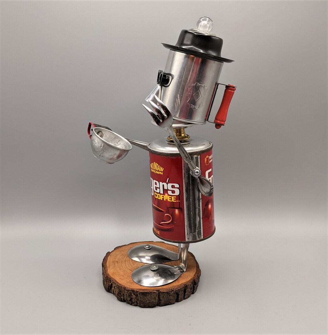 Folgers Coffee Bot Found object robot art Assemblage art | Etsy