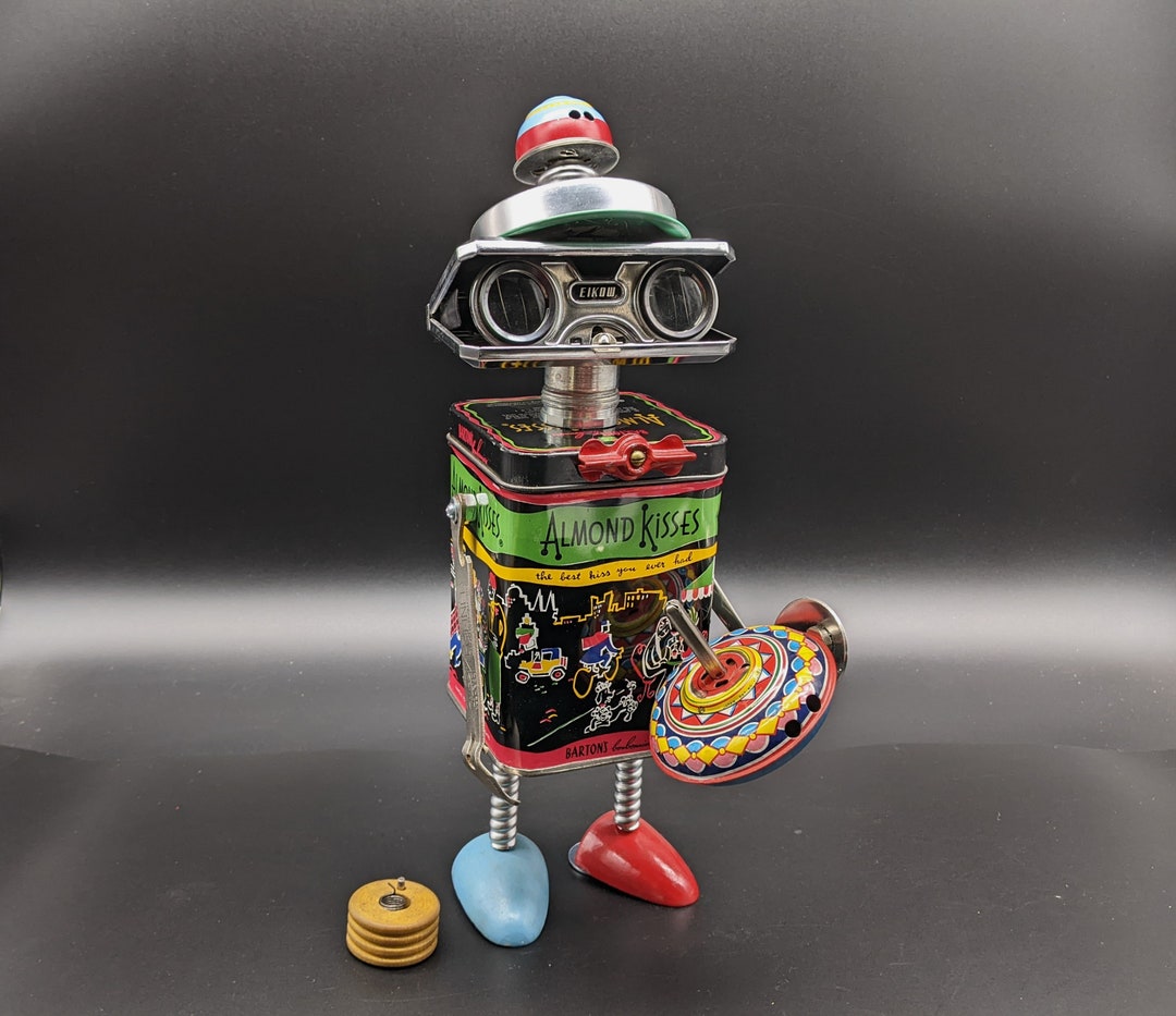 Assemblage Art Robot With Toy Tops Found Object Robot Art - Etsy