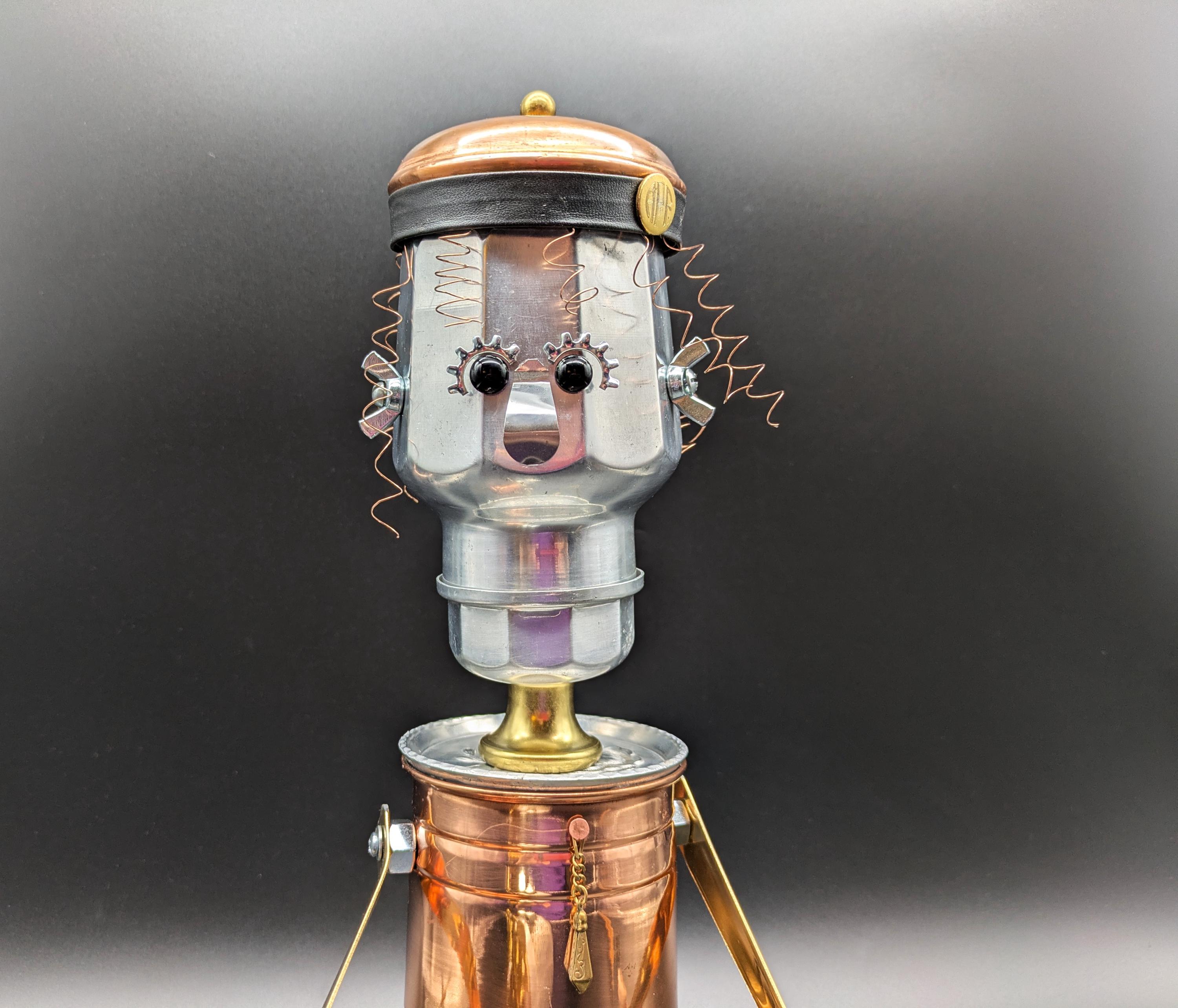 Copper Robot With Dog - Found Object Art - Assemblage Sculpture - Dog ...