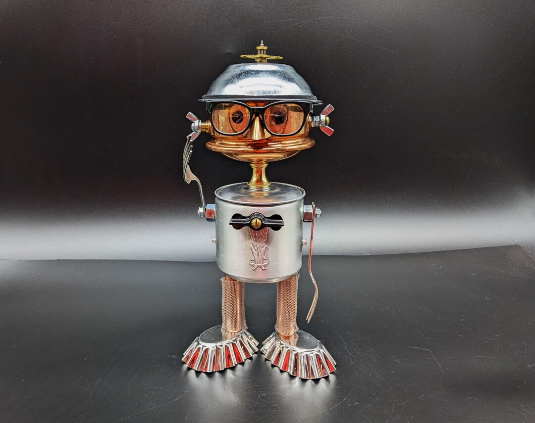 Found Object Android Sculpture Assemblage Art Vintage Assemblage Copper ...