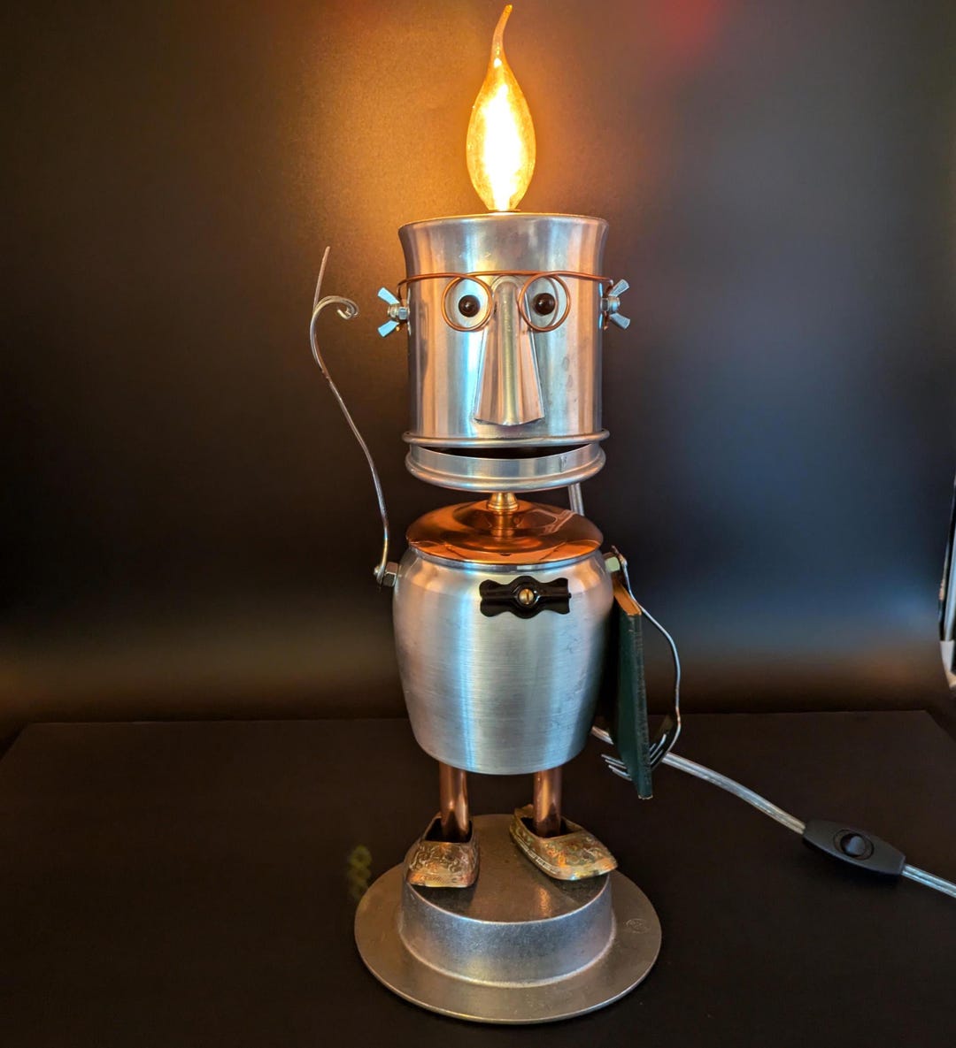 The Thinker Light up Sculpture - Found Object Robot Art - Assemblage ...