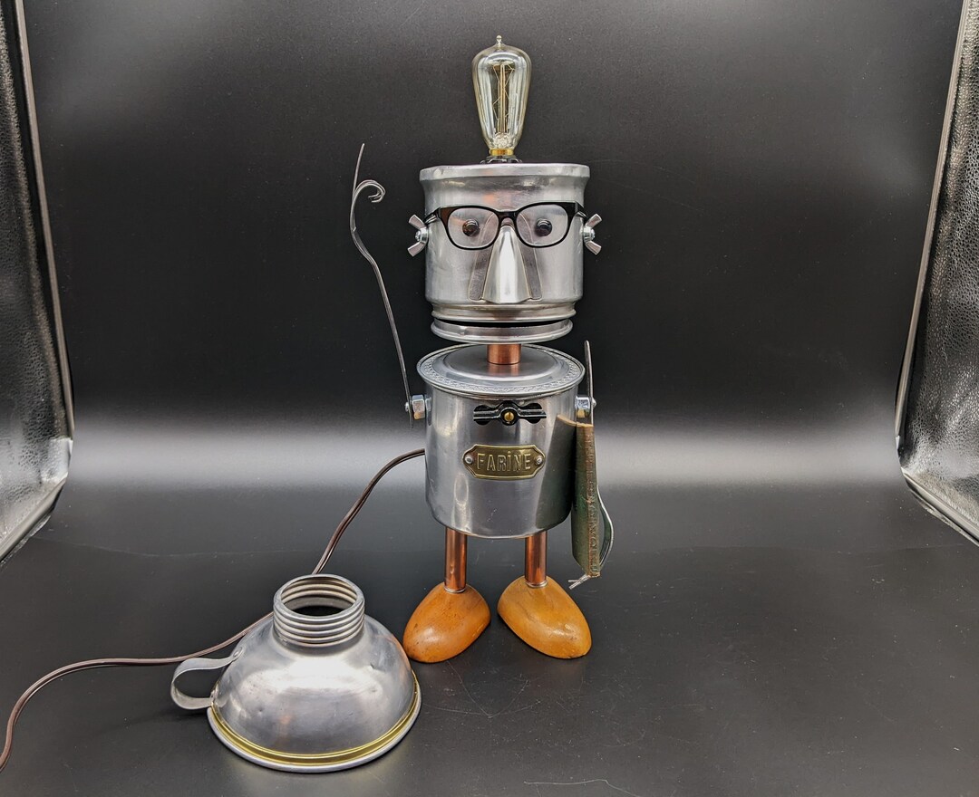 Robot With Light Bulb Over Head Found Object Robot the Thinker ...