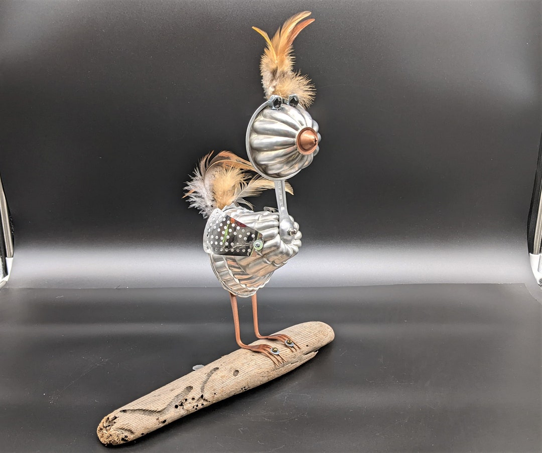 Big Fantasy Bird on Driftwood Found Object Art Sculpture Upcycled ...