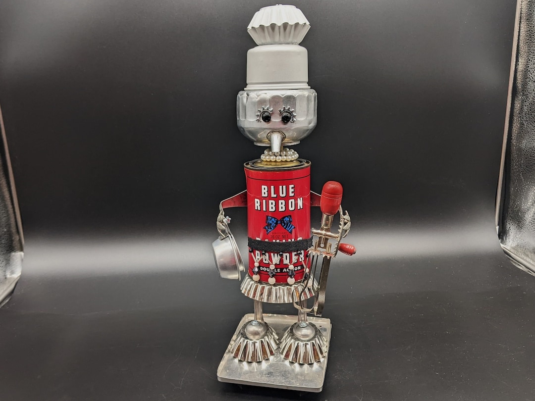 Blue Ribbon Baker Sculpture Found Object Robot Art Assemblage ...