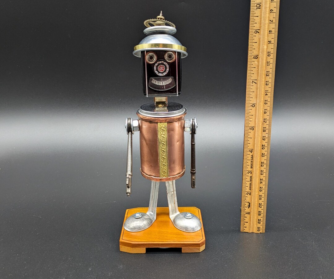 Found Object Robot With Light Meter Head - Copper Robot Sculpture - Etsy